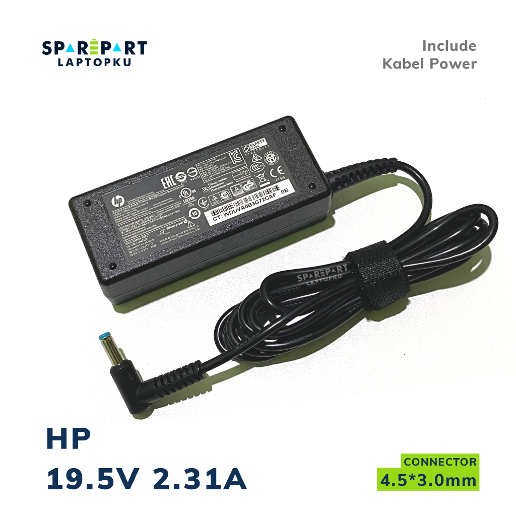 Jual Charger Laptop Original HP 14 Series 19.5V 2.31A [45W] Blue Pin Colokan Jarum Biru | Shopee ...