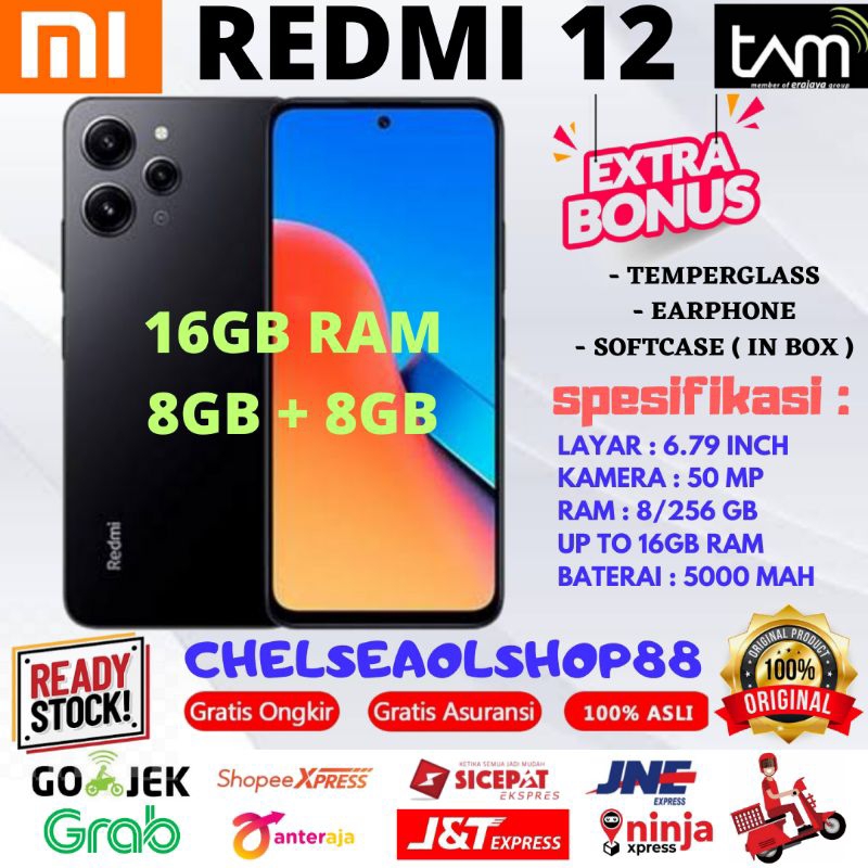 Jual REDMI 12 RAM 8/256GB UP TO 16GB RAM GARANSI RESMI | Shopee Indonesia