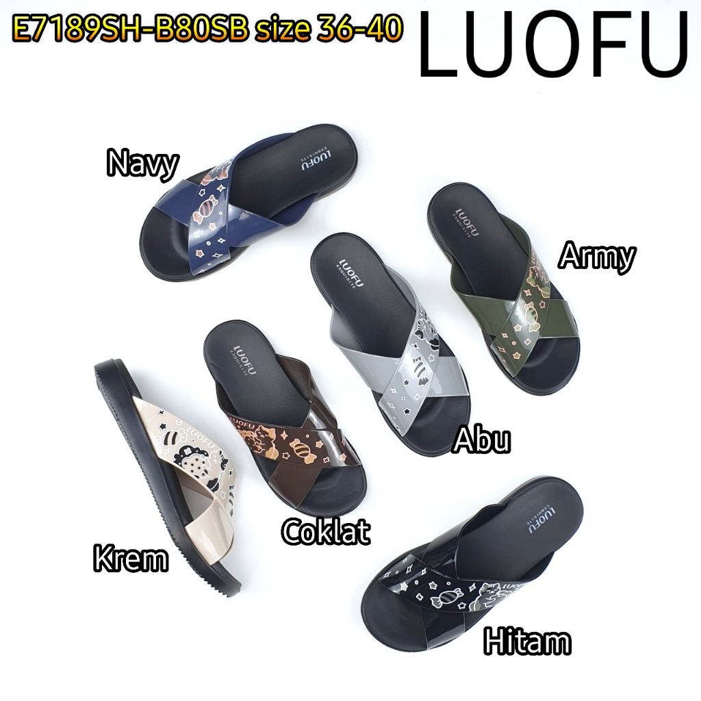 Jual E7189SH-B80SB LUOFU ORIGINAL jelly sandal karet empuk murah wanita ...
