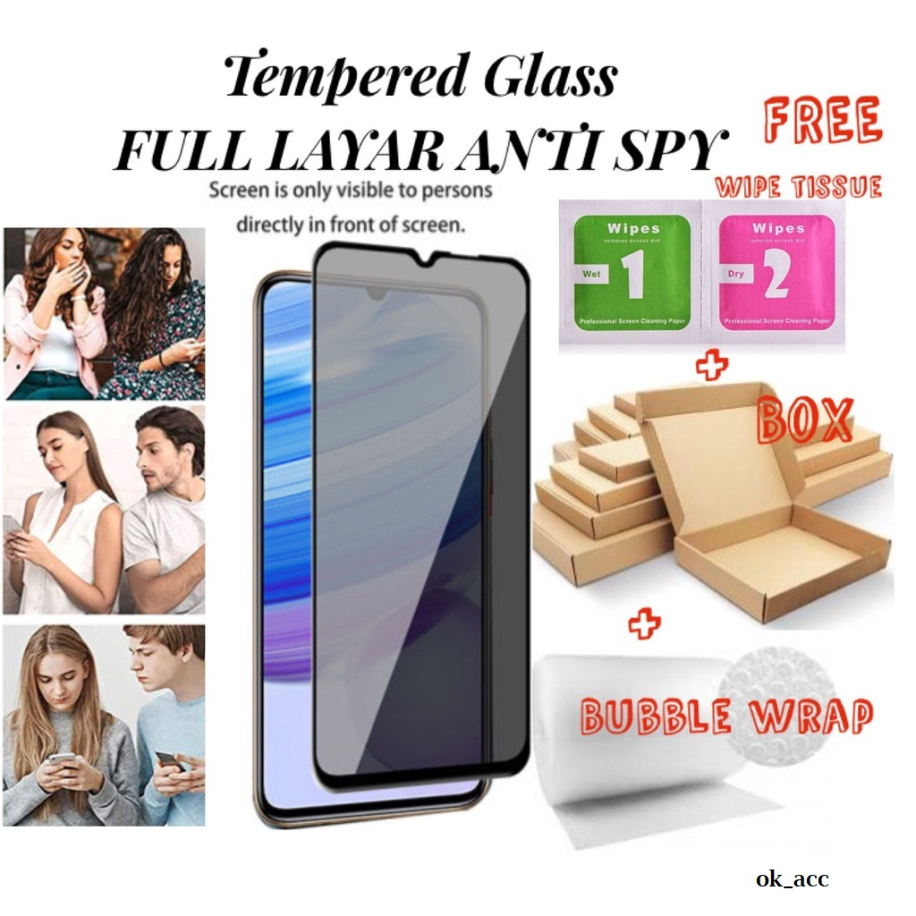 Jual FY Anti SPY FULL layar Tempered Glass for Oppo A12e Realme C1 C10 C11 C12 C15 C2 C20 C20A ...