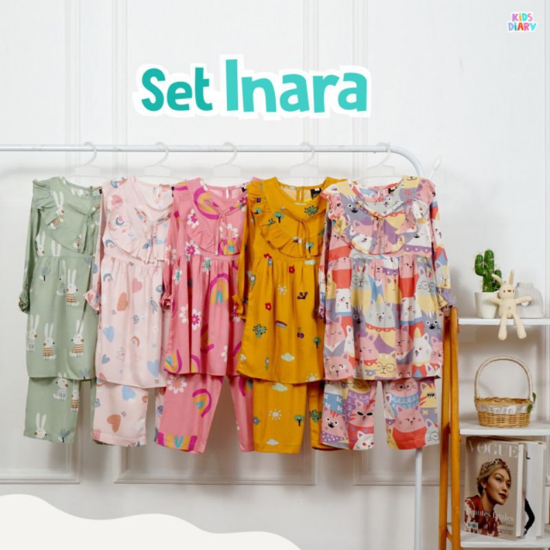 Jual Setelan Baju Lengan Panjang Anak Perempuan Bahan Rayon Kids Diary ...