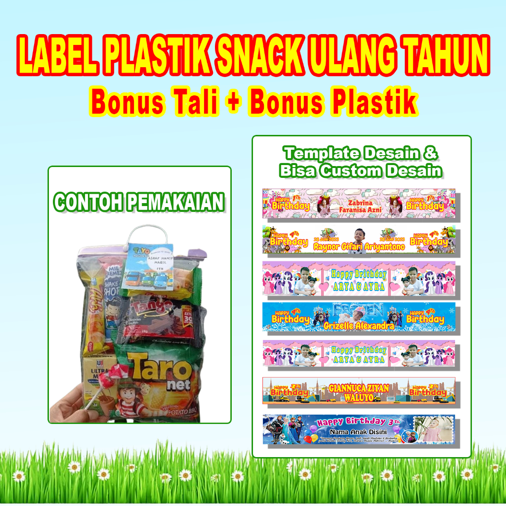 Jual (ISI 10) TAS ULANG TAHUN PLASTIK / TAS LABEL SNACK TEBAL - Tas ...