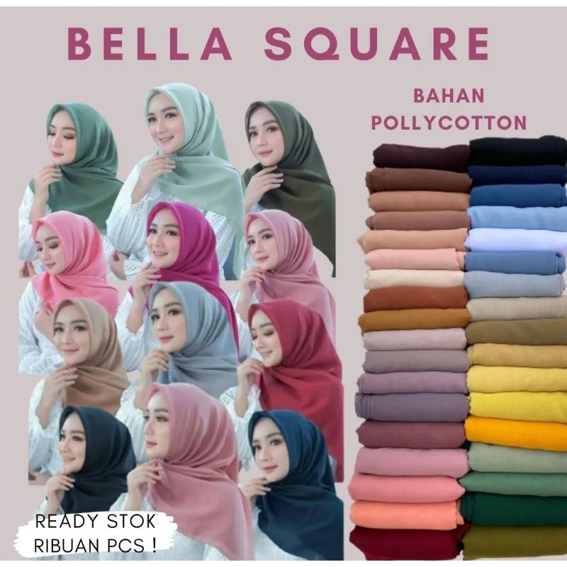 Jual Hijab Bella Polos/segi empat polos/sego empat viral/jilbab kerja ...
