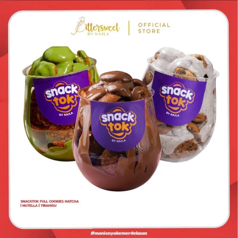 Jual 3 SNACKTOK FULL COOKIES(Matcha+Tiramisu+Nutella) | Shopee Indonesia