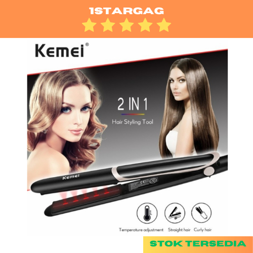 Jual Kemei KM 2219 Catokan Rambut Infrared Ceramic 2 In 1 | Shopee ...