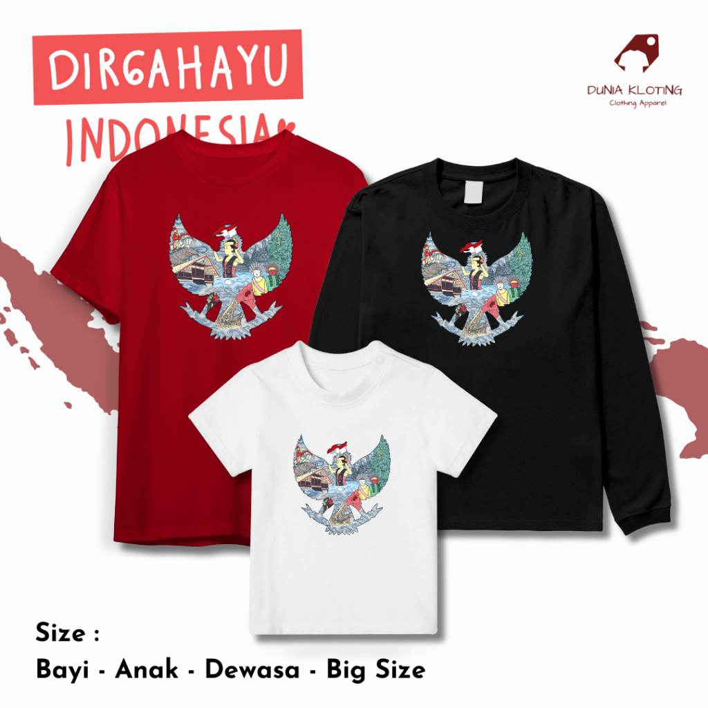 Jual Kaos Kemerdekaan Indonesia / T-Shirt Garuda Budaya / Baju Indonesia Dewasa Agustusan ...