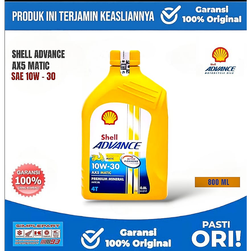 Jual Oli Mesin SHELL Advance AX5 Matic 0,8ml 800ml 10W-30 Oli Mesin ...