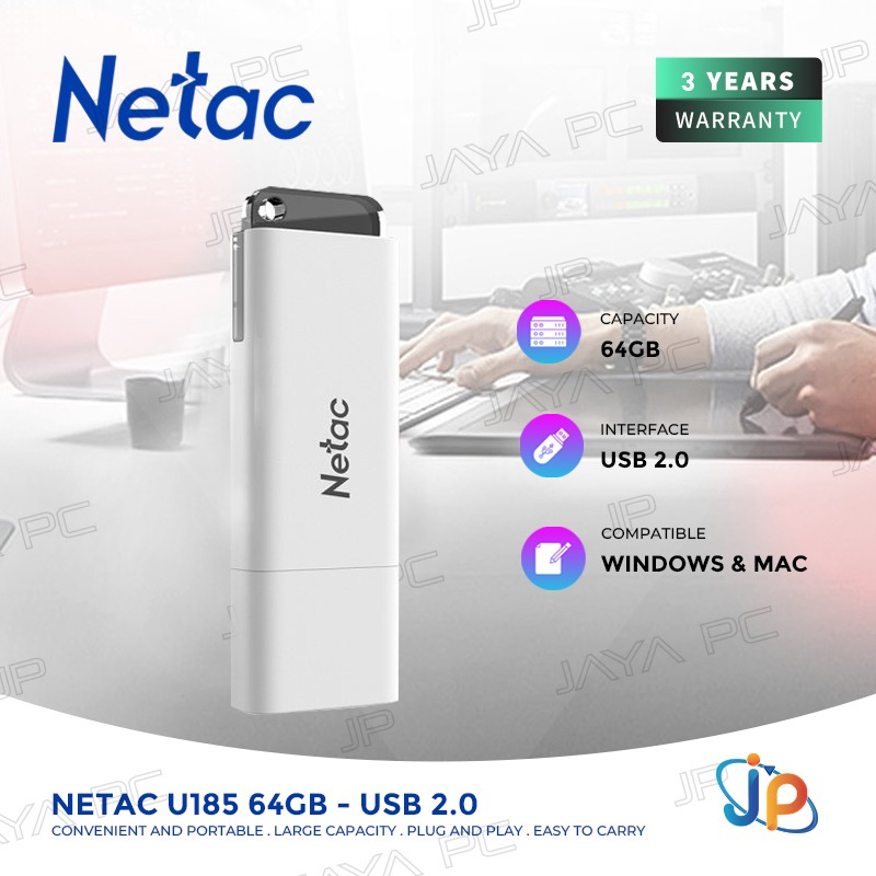 Jual Flash Disk Netac U185 64GB - Flashdisk 64 GB USB 2.0 With Red Led ...