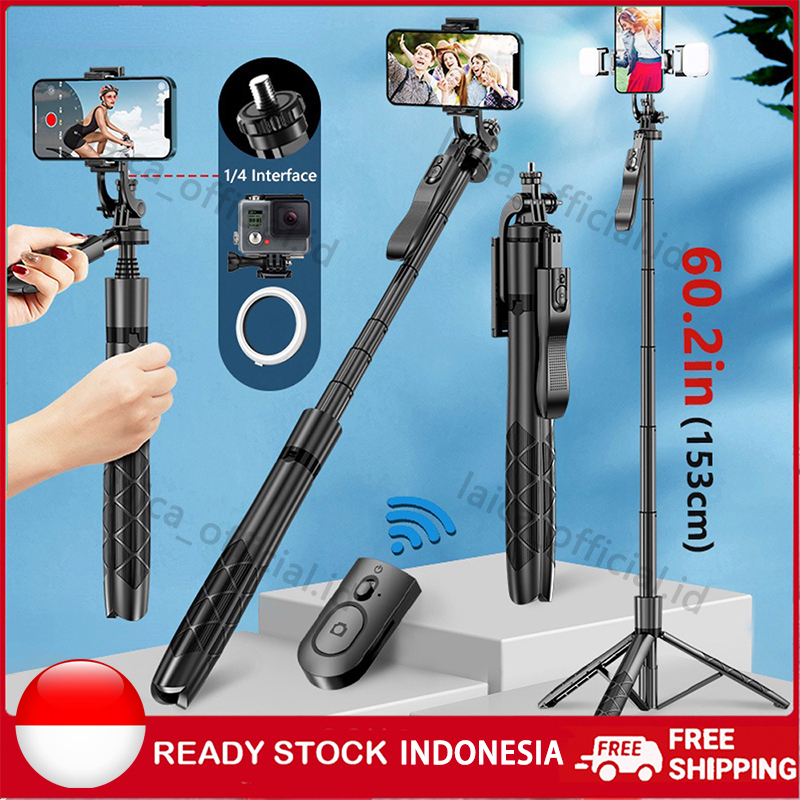 Jual [BISA COD] L16 Tongsis Tripod lampu LED Gimbal Stabilizer Bluetooth Selfie Stick Remote ...