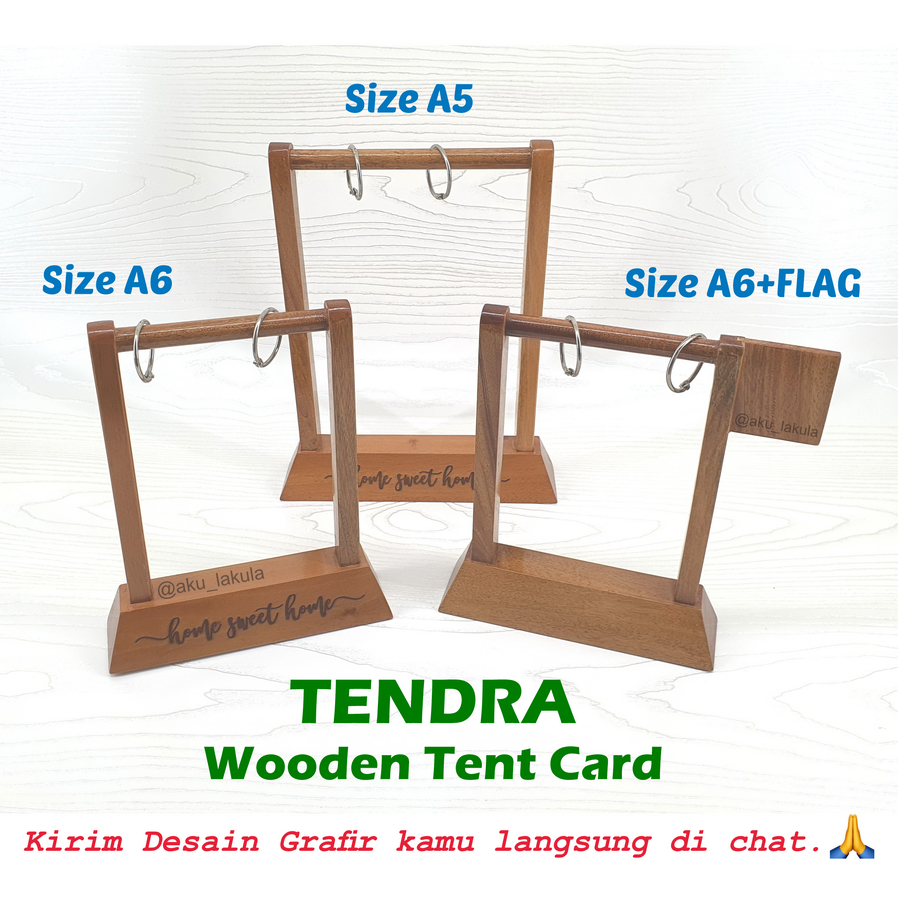 Jual FREE GRAFIR Tent Card Kayu Dudukan Menu Holder Nomor Meja ...