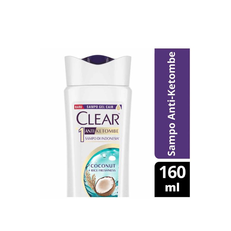 Jual clear Shampoo Anti Ketombe Coconut + Rice Freshness 160ml | Shopee ...