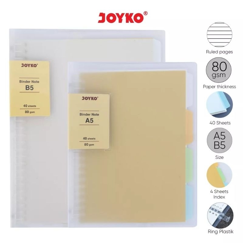 Jual Binder Note Joyko Cover Transparan Ukuran Ring B5 A5 Buku Binder ...