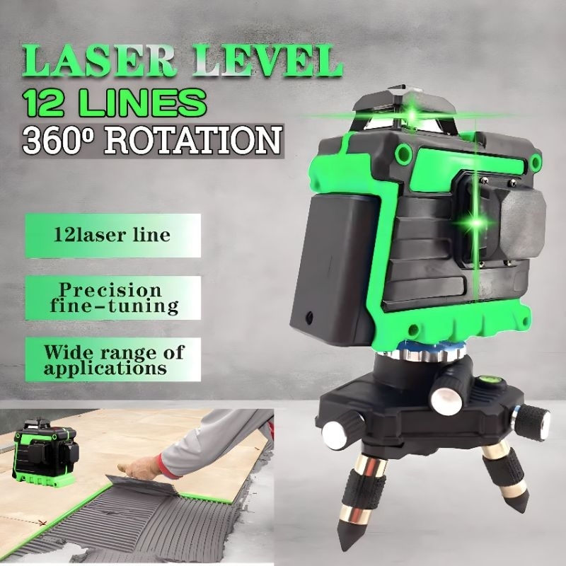 Jual Laser Level Self Leveling 12 Line Laser Siku 360⁰ Rotation Green ...