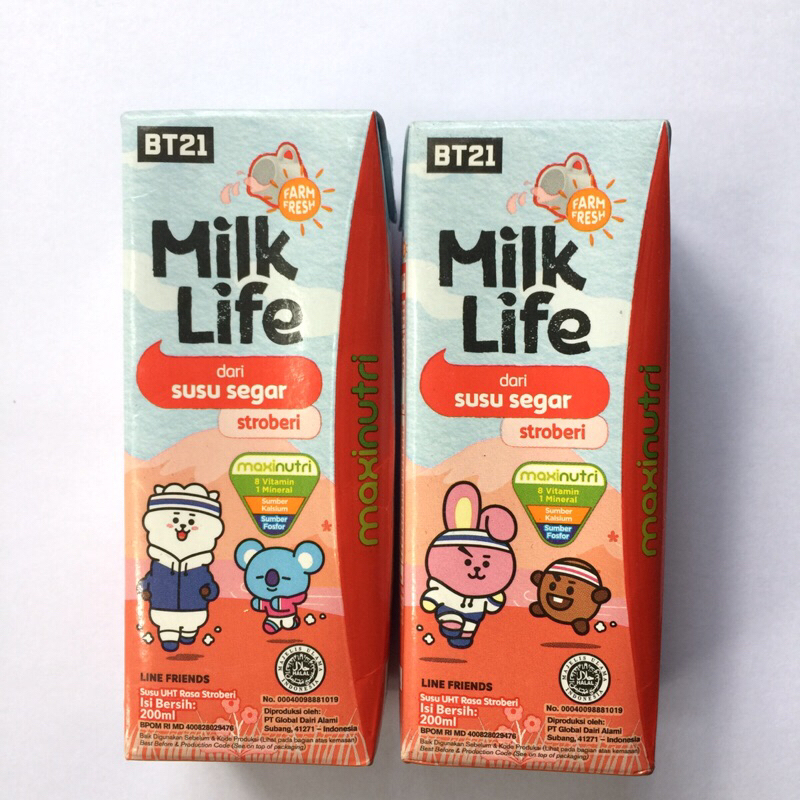 Jual Susu Milk Life BT21 200ml Strawberry,Plain,Chocolate | Shopee ...