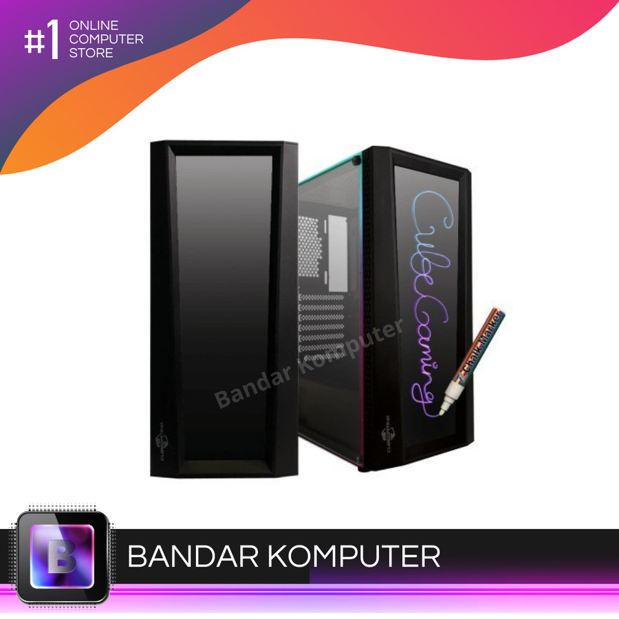 Jual CASING CUBE GAMING WRITE BLACK ATX CASE CPU WRITEABLE FRONT PANEL | Shopee Indonesia