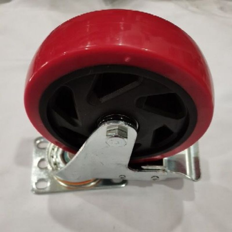 Jual roda pvc 4 inch rem merah/roda pvc merah 4 inch rem | Shopee Indonesia