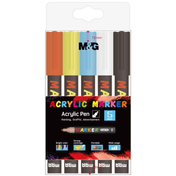 Jual M&G acrylic marker/akrilik marker set 5 warna | Shopee Indonesia