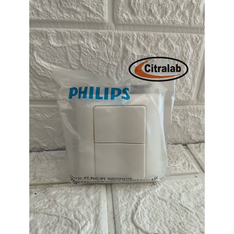 Jual Saklar Lampu Philips Essential 2 Gang Switch | Shopee Indonesia