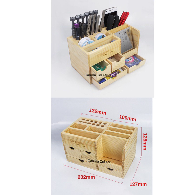 Jual Tool Box Kayu Penyimpanan Alat Service Hp Rak Penyimpanan Obeng ...