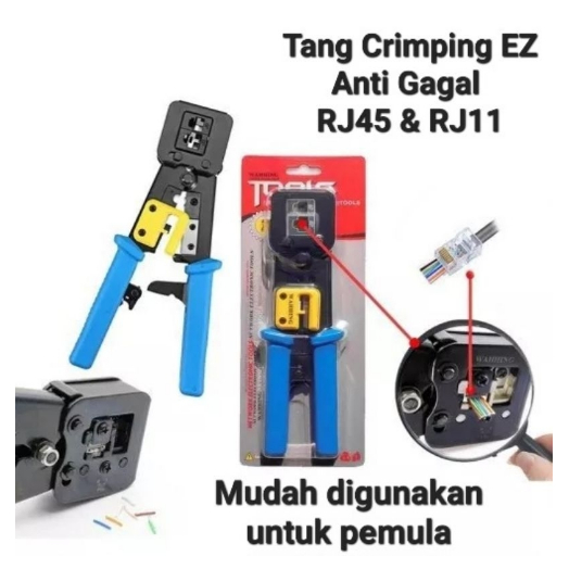 Jual Tang Crimping RJ45 RJ11 CAT6 CAT5 Tang Anti Gagal | Shopee Indonesia
