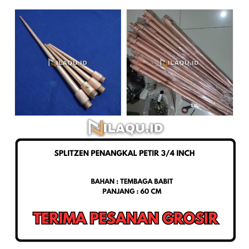 Jual SPLITZEN PENANGKAL PETIR UKURAN 60 CM 3/4 BABIT TEMBAGA | Shopee ...