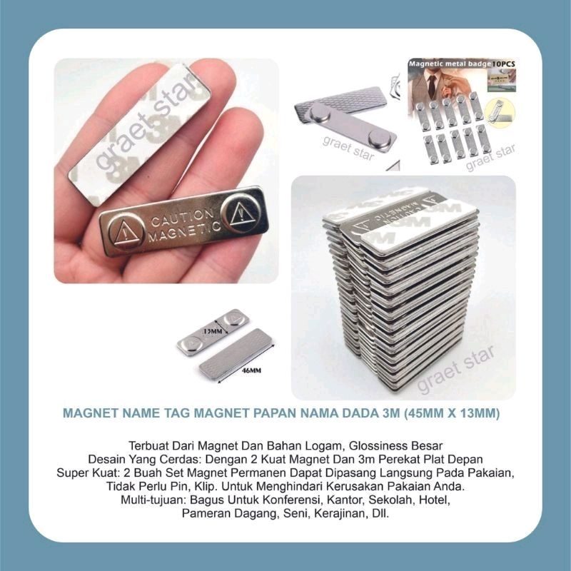 Jual MAGNET NAME TAG MAGNET PAPAN NAMA DADA 3M (45MM X 13MM) | Shopee ...