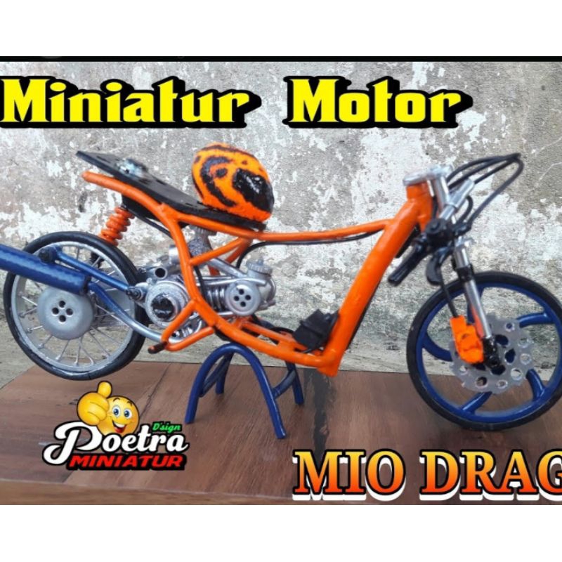 Jual miniatur motor dragbike yamaha mio orange candy full modif ...