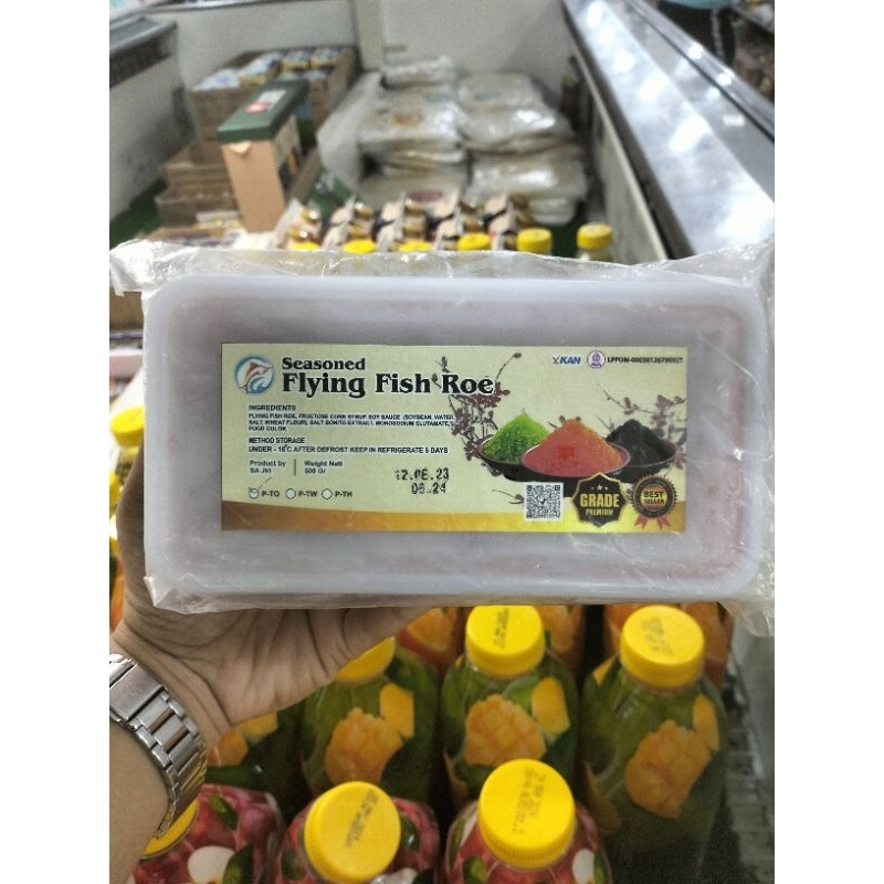 Jual Tobiko Seasoned Flying Fish Roe Orange & Black 500gr | Shopee ...
