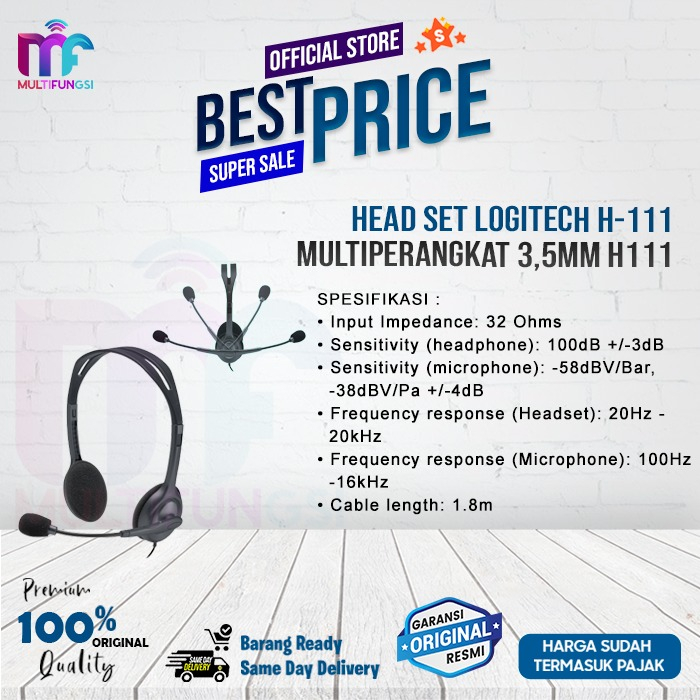 Jual Head set LOGITECH H-111 Headset multiperangkat 3,5mm H111 | Shopee ...