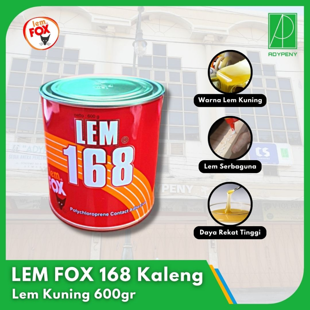 Jual Lem Kuning Fox 168 Kaleng 600gr Lem Kayu HPL Serbaguna | Shopee Indonesia