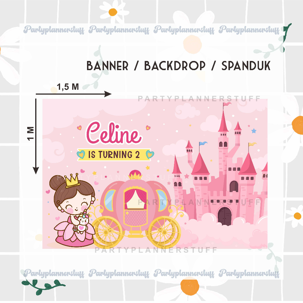 Jual Banner / spanduk / backdrop ulang tahun anak tema princess ...