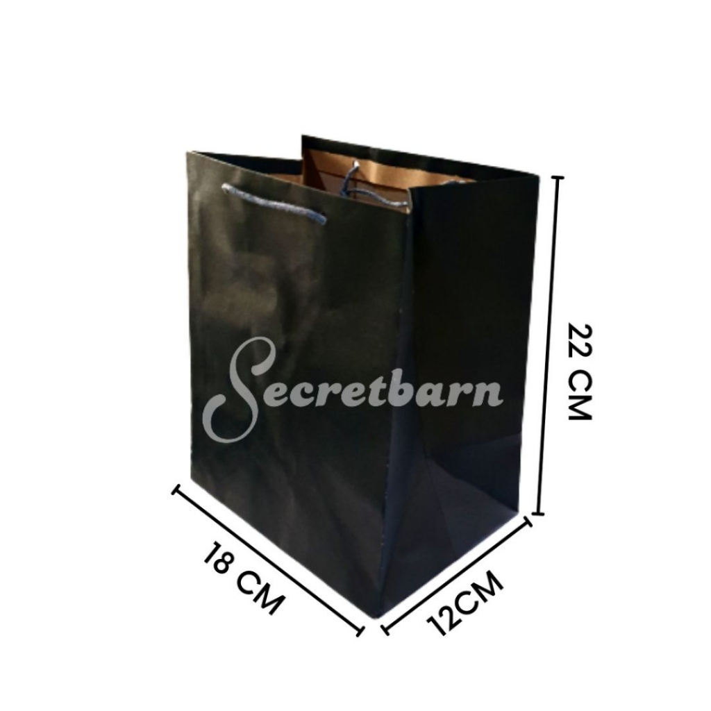 Jual paper bag HITAM ukuran 18 x 22 tas kertas polos paperbag samson kraft goodie bag souvenir ...
