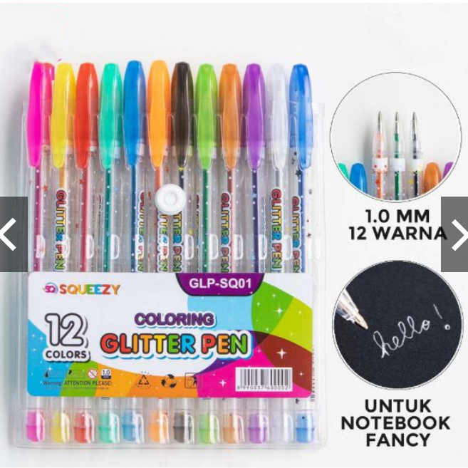 Jual Glitter Pen 12 warna glitter pen warna warni rainbow | Shopee ...