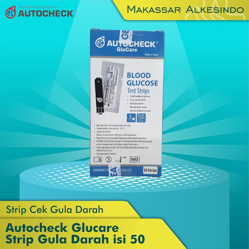Jual AUTOCHECK Glucare Strip Gula Darah / Blood Glucose Strip isi 50 ...