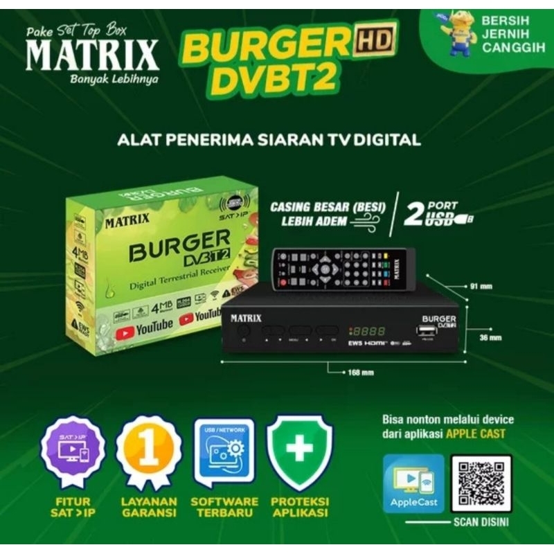 Jual STB MATRIX BURGER HIJAU SET TOP BOX TV DIGITAL | Shopee Indonesia