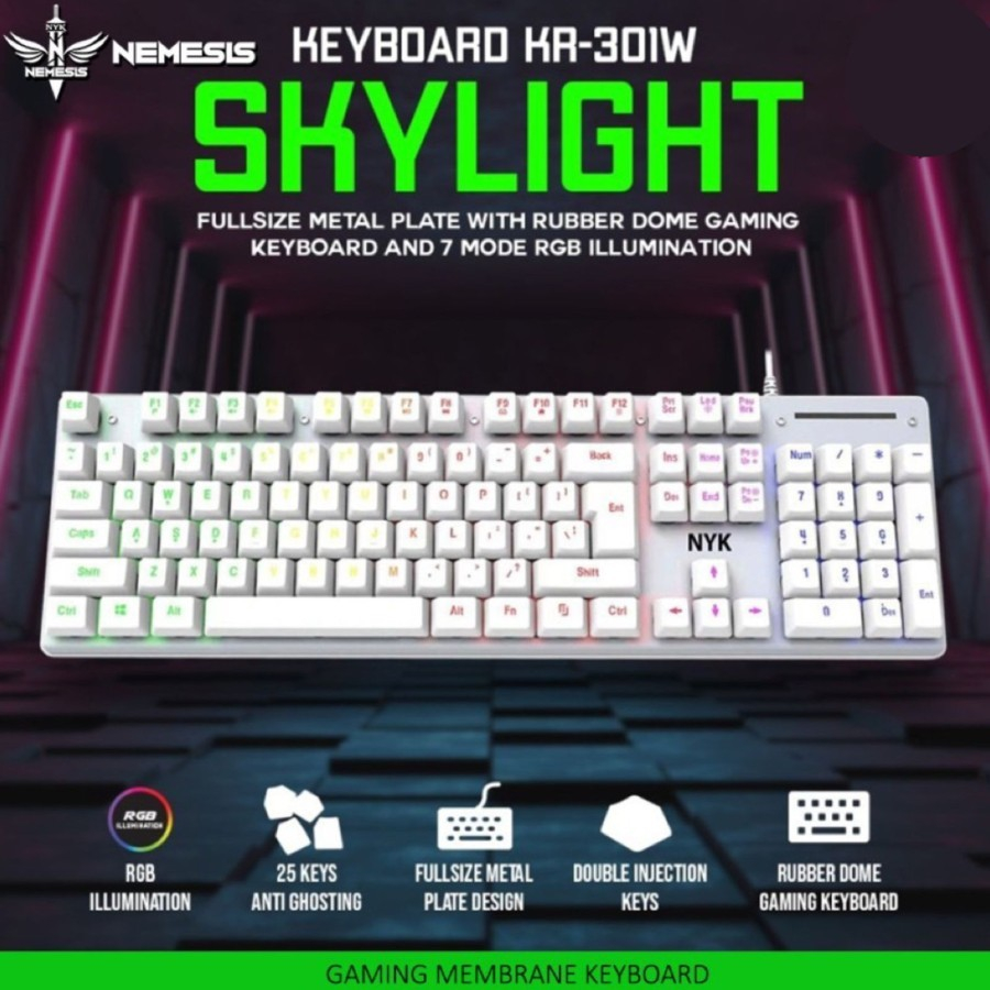 Jual KEYBOARD GAMING NYK KR-301 Underglow RGB Full Size Metal Plate ...