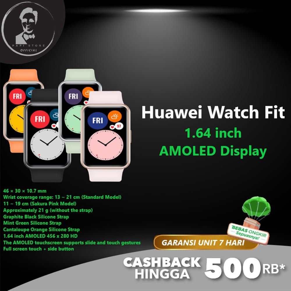 Jual Huawei Watch fit 1.64 Inch Amoled Display Second | Shopee Indonesia
