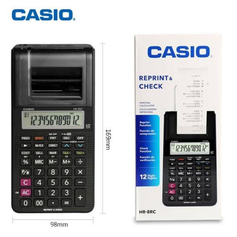 Jual CASIO KALKULATOR PRINT 12 DIGIT HR 8RC | Shopee Indonesia