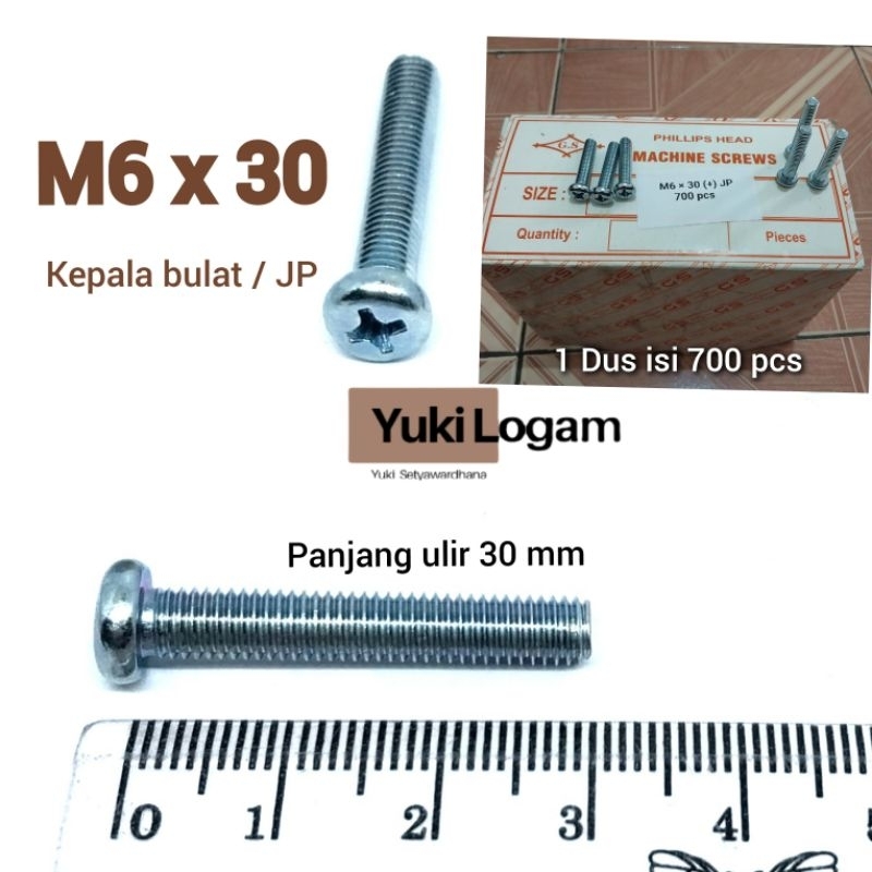 Jual 1 Dus Baut M6 ukuran M6x10 sampai M6x100 kepala bulat/JP | Shopee Indonesia