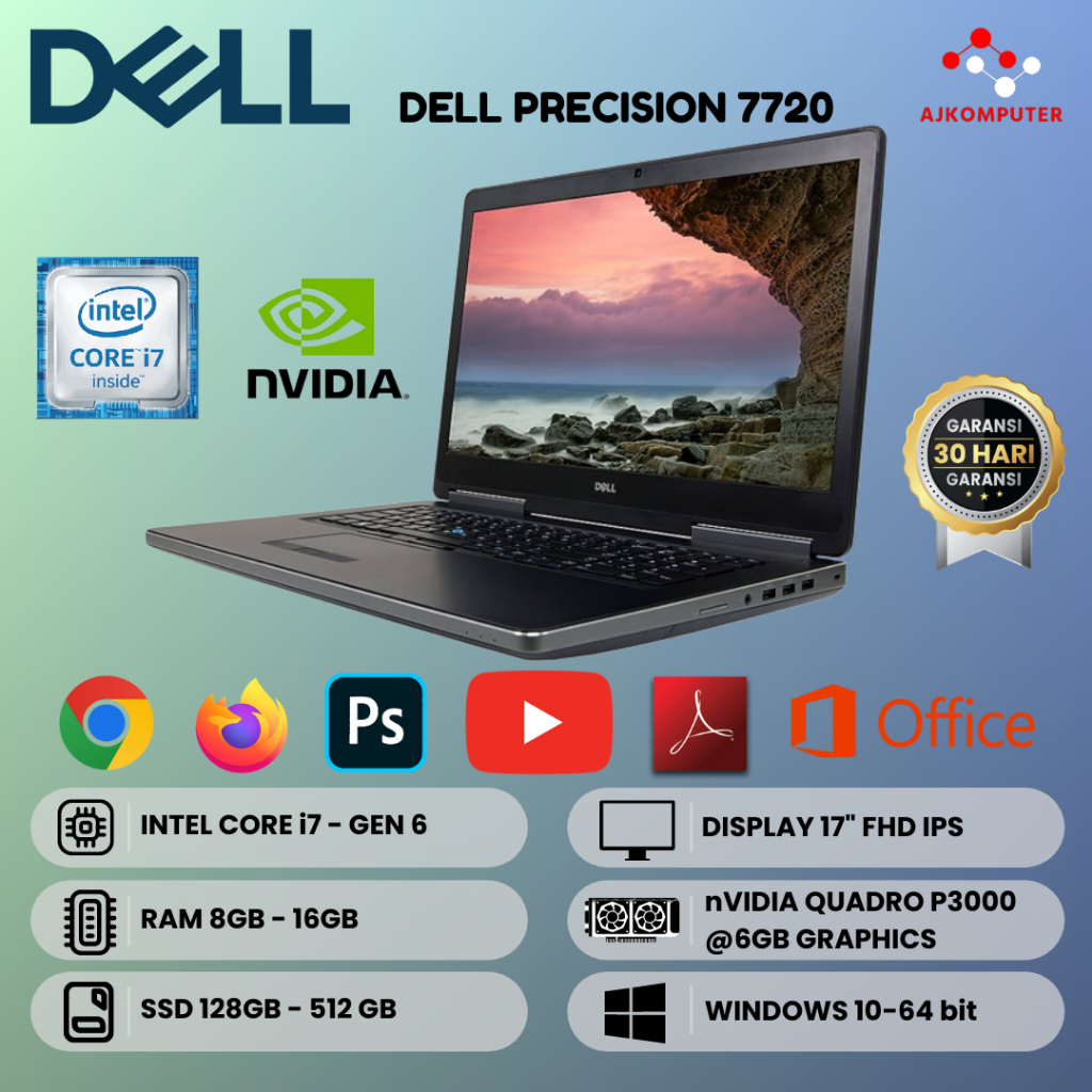 Jual DELL PRECISION 7710 | 7720 | 7730 CORE i7 LAYAR 17" INCH GAMING ...