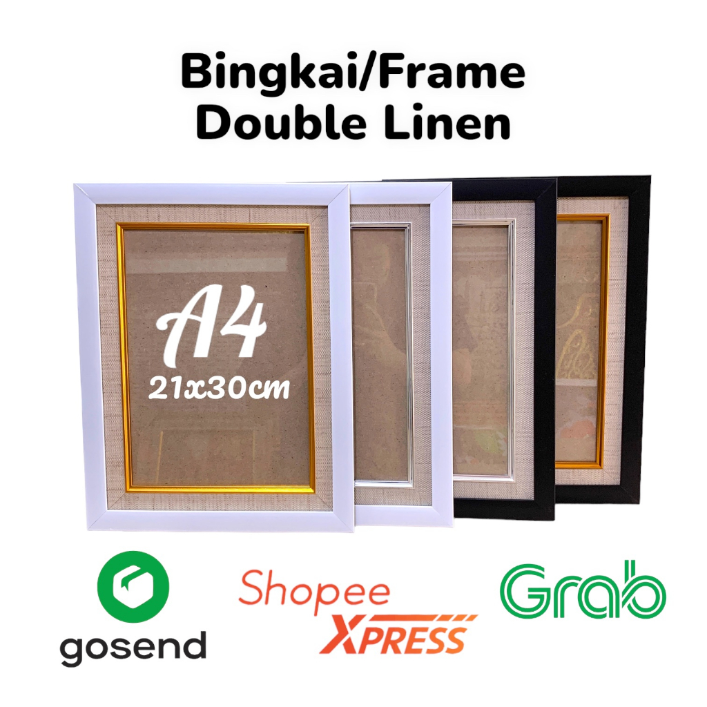 Jual FRAME A4 21x30CM DOUBLE LINEN /BINGKAI A4 DENGAN KACA HIASAN ...