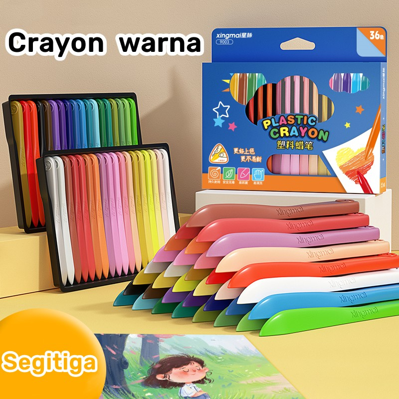 Jual Plastic crayon triangle Crayon mewarnai anti air anti kotor tangan ...