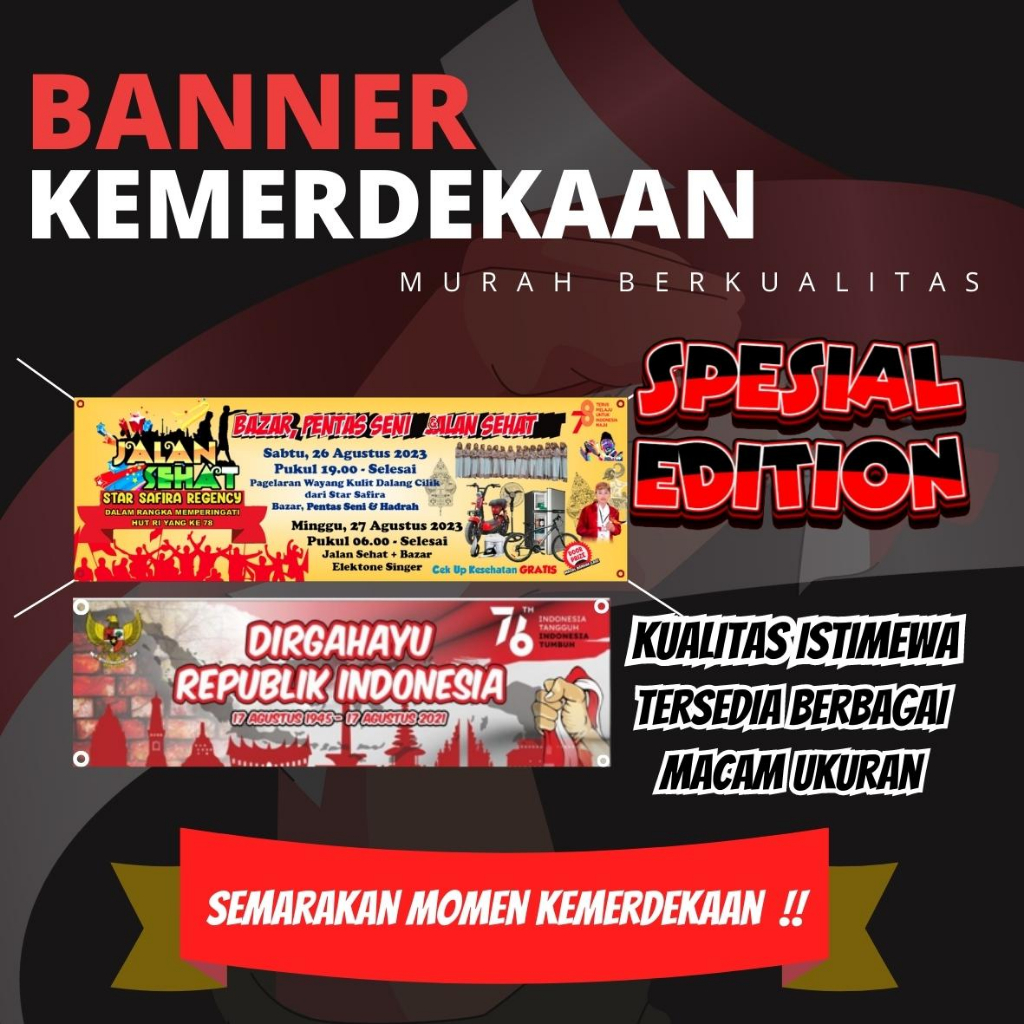 Jual PROMO HUT RI Cetak MMT Banner Spanduk Backdrop HUT RI ke 78Spanduk ...