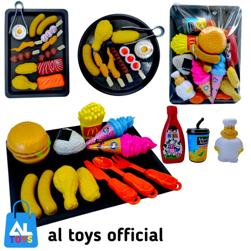 Jual Mainan nampan set + abeka makanan & jajanan fast food aneka sate ...