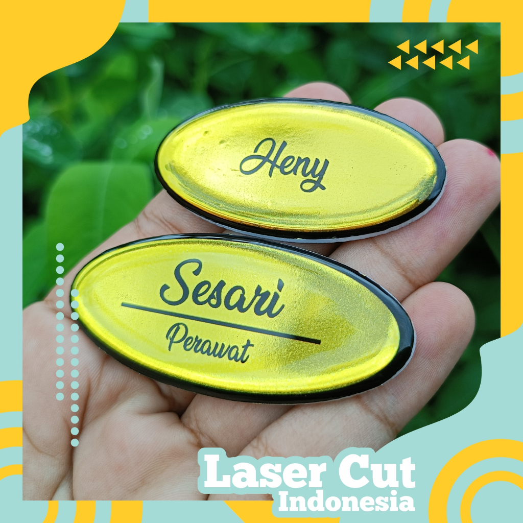 Jual Papan Nama Oval Akrilik Name Tag Oval Papan Nama Dada Oval Pin ...