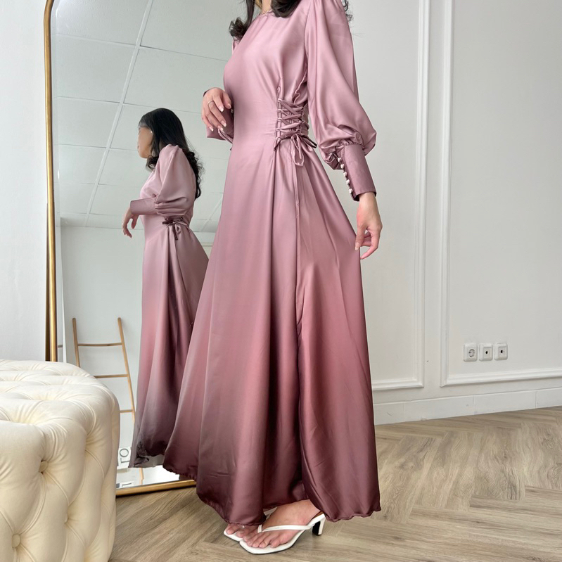 Jual Hoolaqueen - Dress Armany Gradasi - Dress Princess - Dress Satin ...