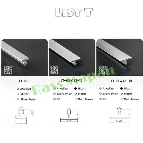 Jual List T Aluminium 15mm, 18mm, 20mm Merk HUBEN LT-15, LT-18, LT-20 Mirror | Shopee Indonesia