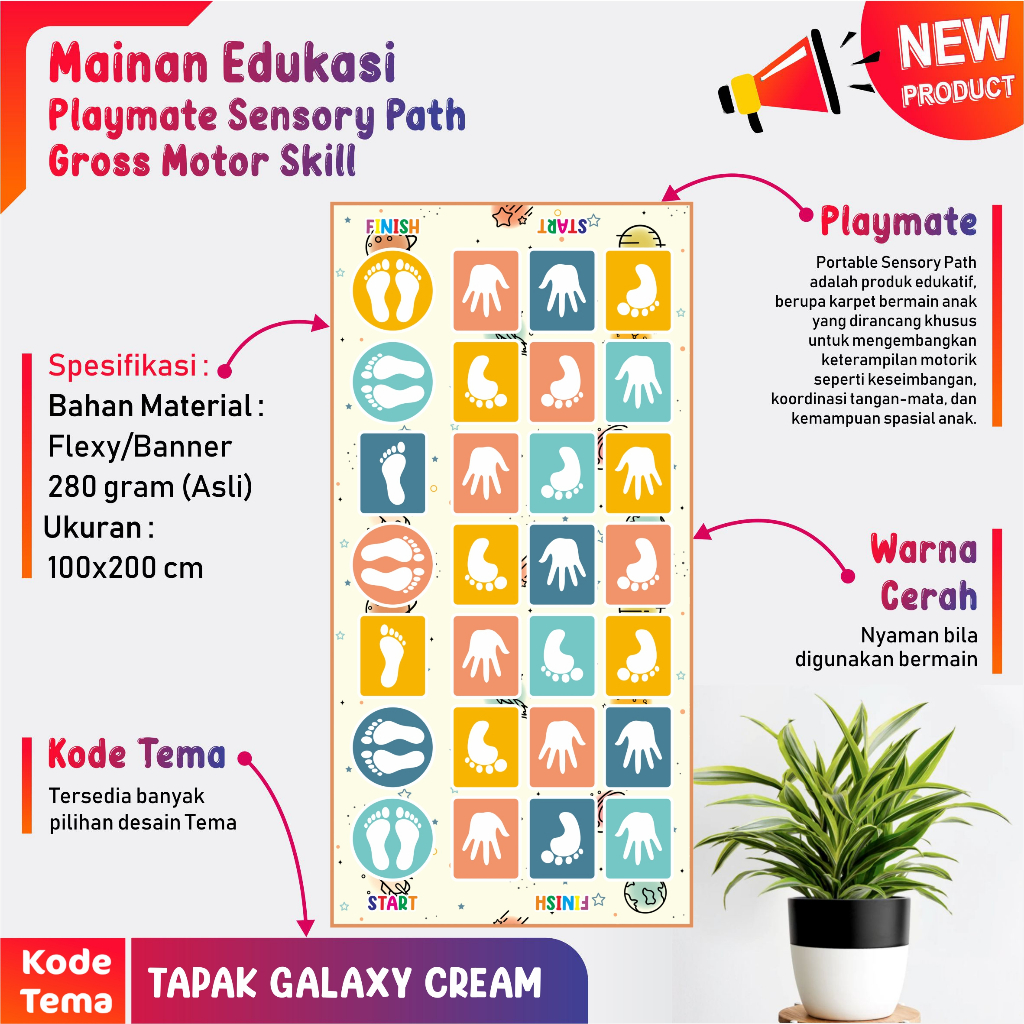 Jual TAPAK GALAXY CREAM - Sensory Path Motorik Gross Karpet Main Anak ...