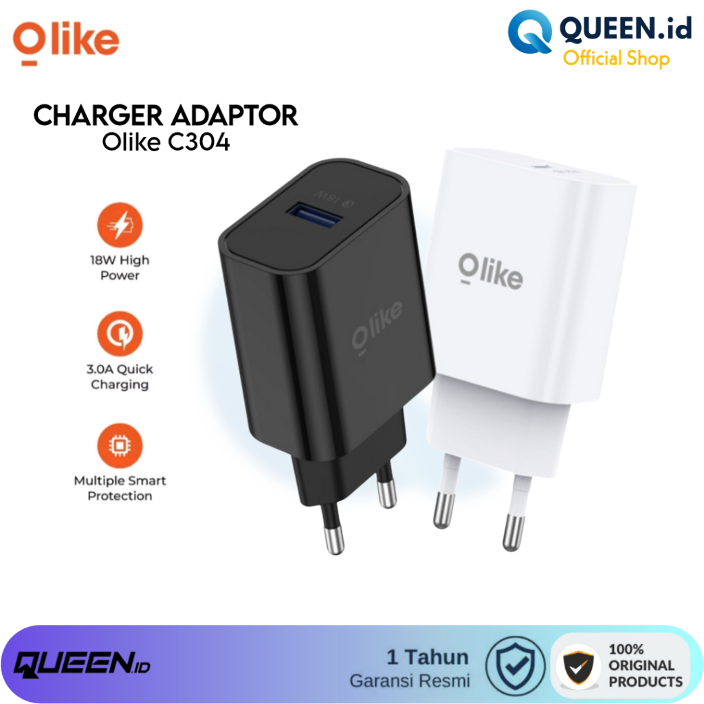 Jual Olike C304 Charger Adaptor 3A 18W USB PORT Fast Charging QC 3.0 ...
