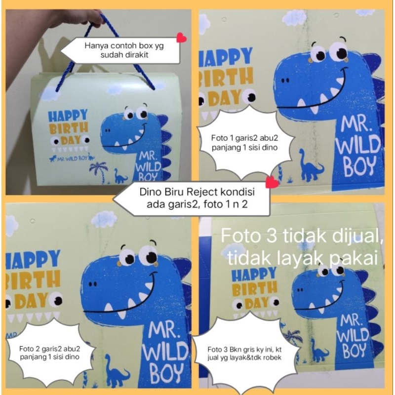 Jual Reject Large Box Snack Ultah AnAk Box Dino Biru Box Souvenir ultah ...